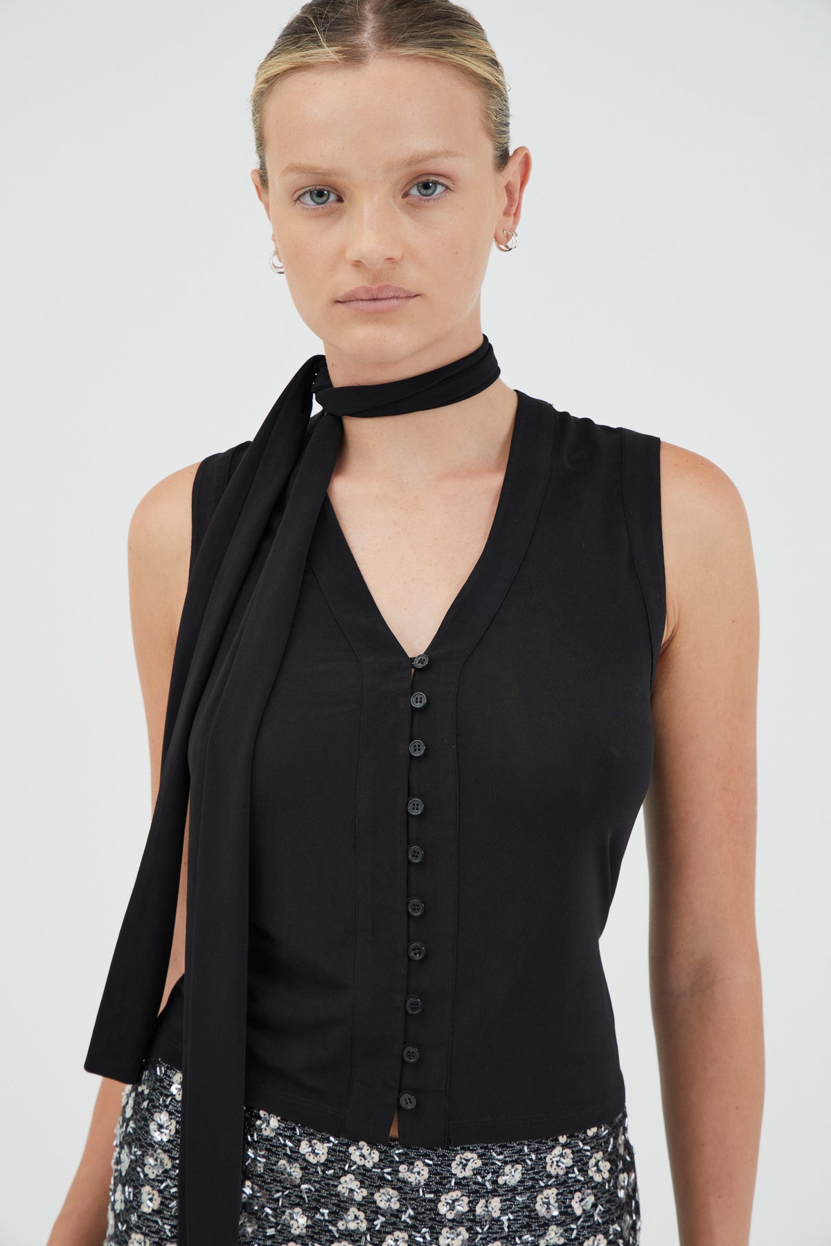 AURA BUTTON UP TANK TOP | BLACK | THIRD FORM | Women's Australian Fashion