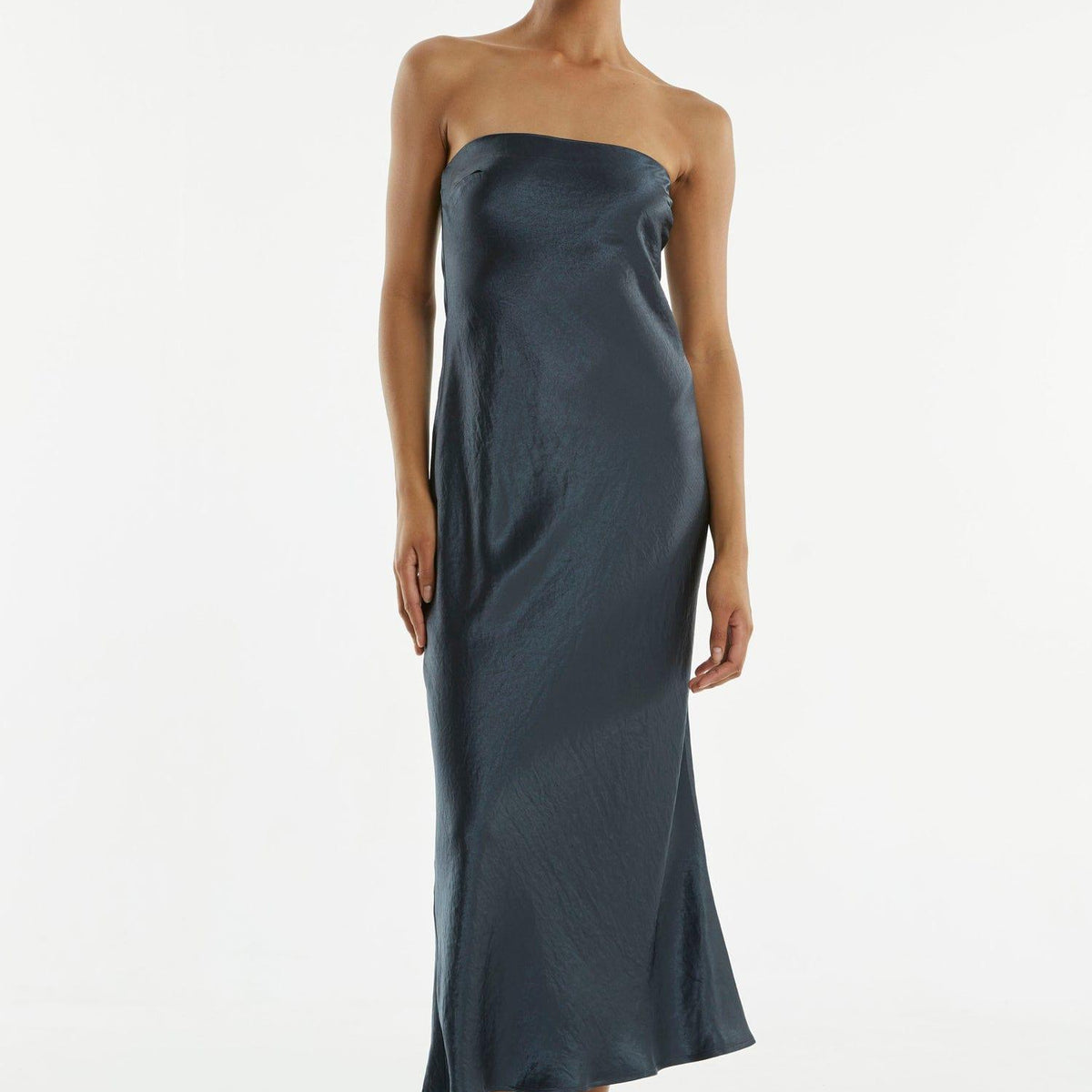 CRUSH BIAS STRAPLESS DRESS | GUN METAL | Third Form | Night Out ...