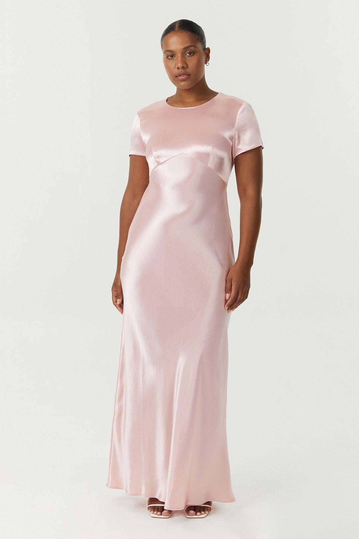 SATIN BIAS MAXI TEE DRESS | FAIRY FLOSS — THIRD FORM