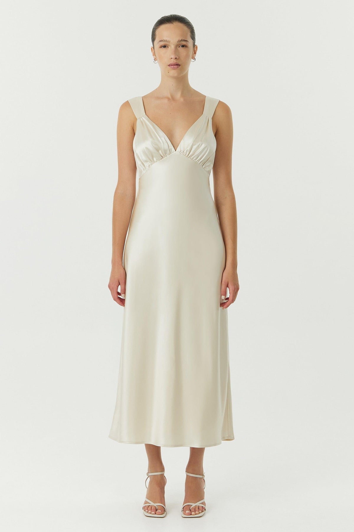 SATIN GATHER BRA BIAS SLIP | BUTTERCREAM — THIRD FORM